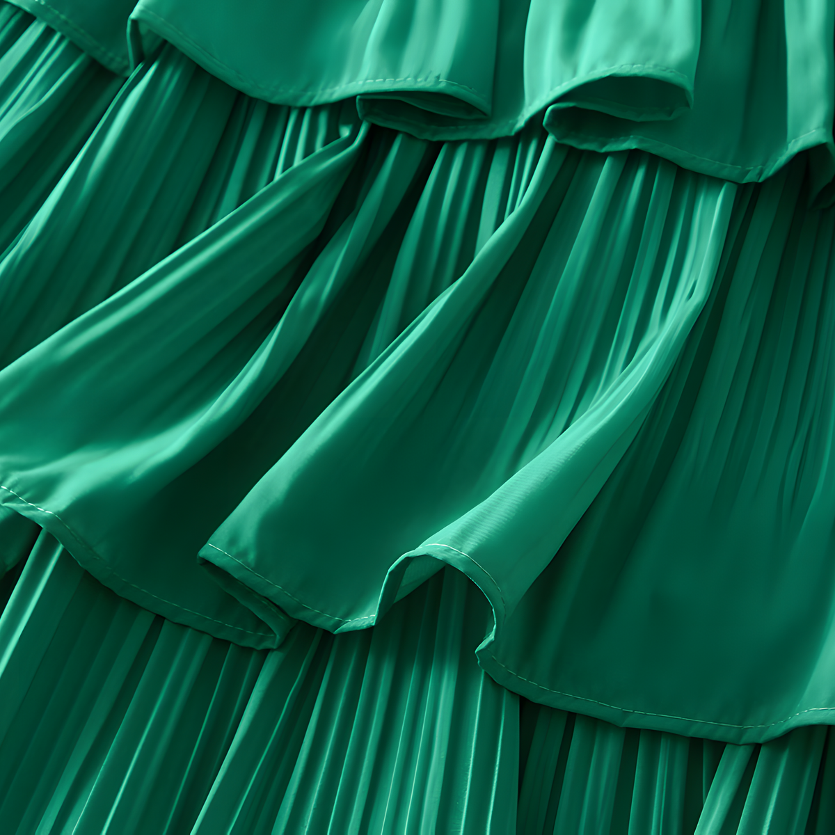 Mushroom Edge Pleated Skirt With Satin Lining - 1020_GREEN – MERZI ...