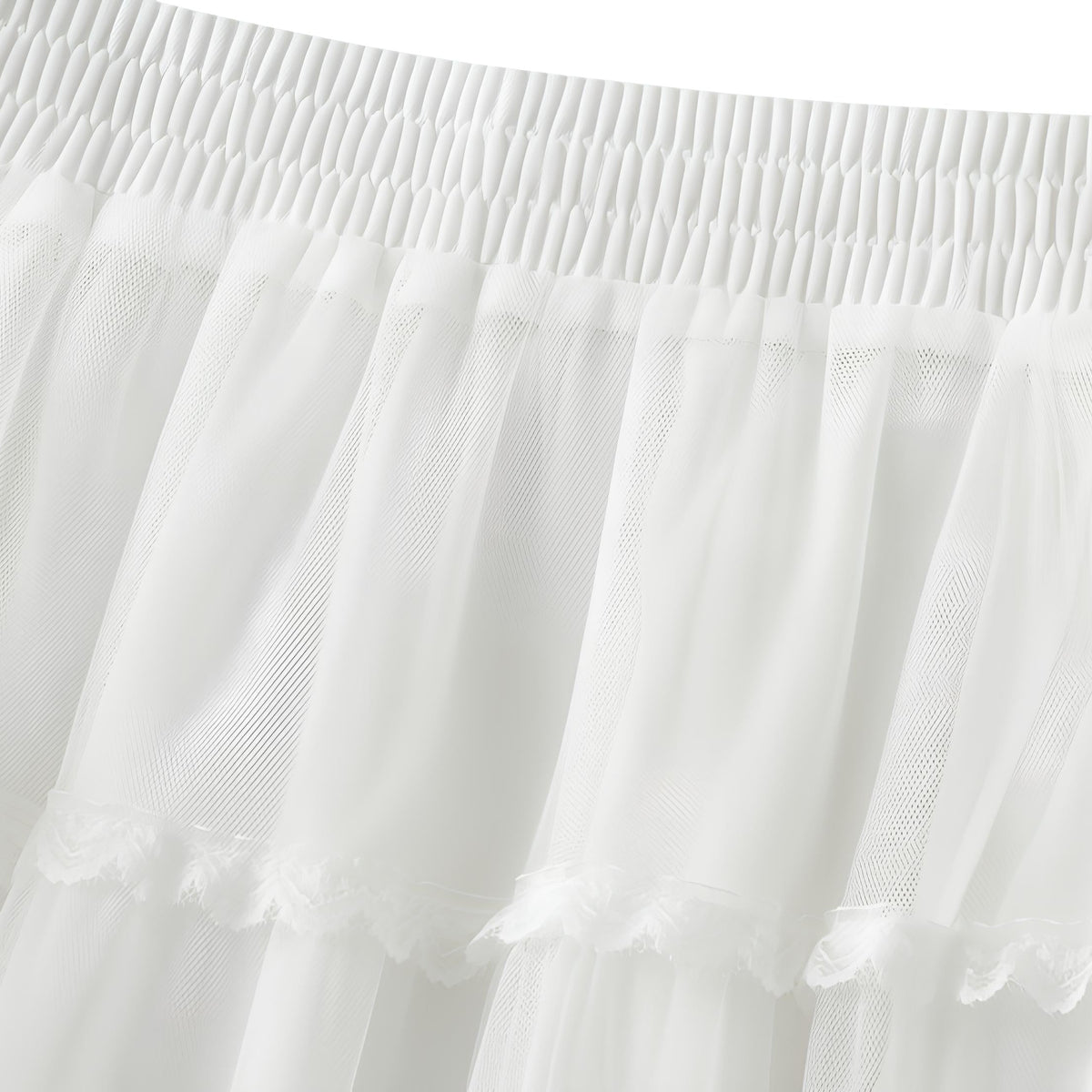 Multi Layer Mesh And Lace Skirt with Satin Lining - 2113_WHI – MERZI ...